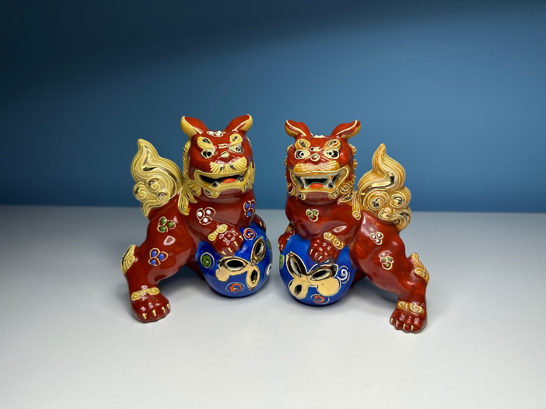 Foo Dogs - Small Red Foo Dogs! Ravishing Red and Gold Shishi Lions! - Etsy