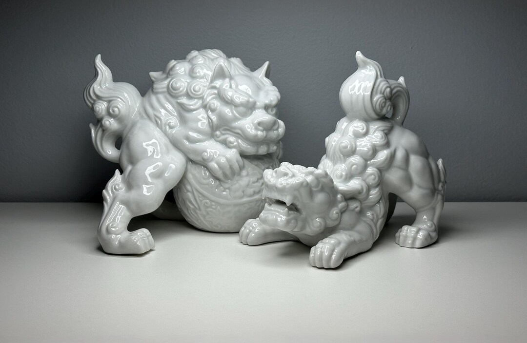 Foo Dogs - Porcelain Foo Dogs: Glossy White Glaze, Andrea by Sadek ...