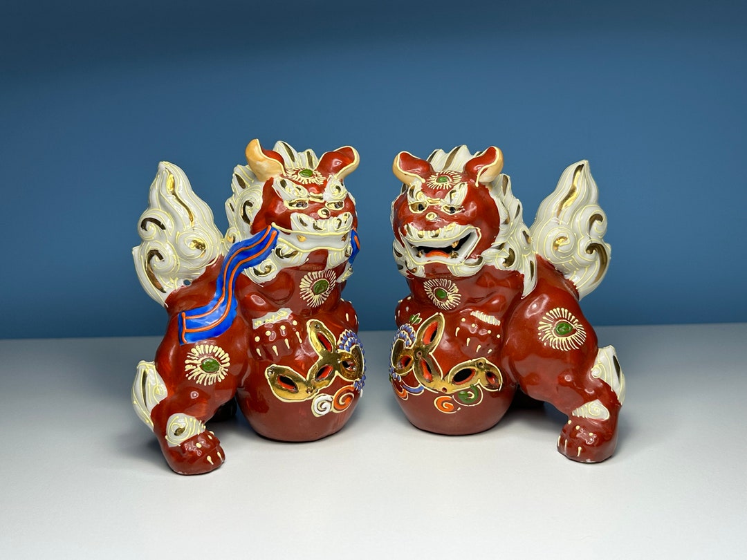Foo Dogs - Small Red Foo Dogs! Ravishing Red and Gold Shishi Lions! - Etsy
