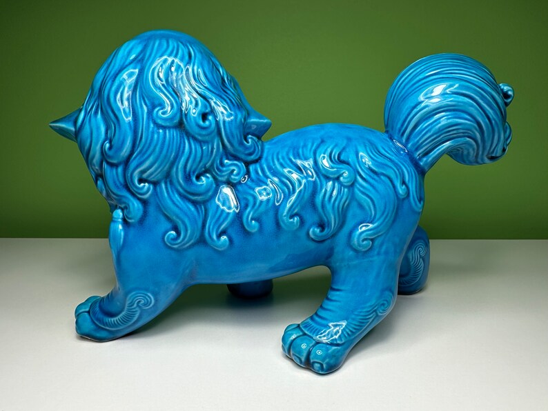 Foo Dogs - Large Glossy Blue Foo Dogs: Shishi Lion Guardians, 6" Tall ...