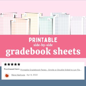 Printable Gradebook Pages Single or Double Sided to Lay Flat in Binder ...