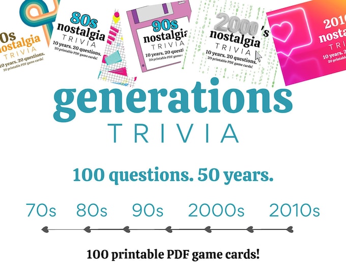 All Ages Trivia Game 70s 80s 90s 2000s 2010s Pop Culture Trivia ...