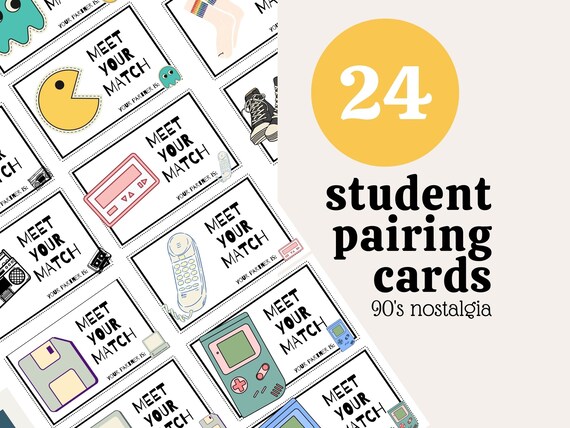 Classroom Partner Cards Fun Students Grouping Cards 90s - Etsy