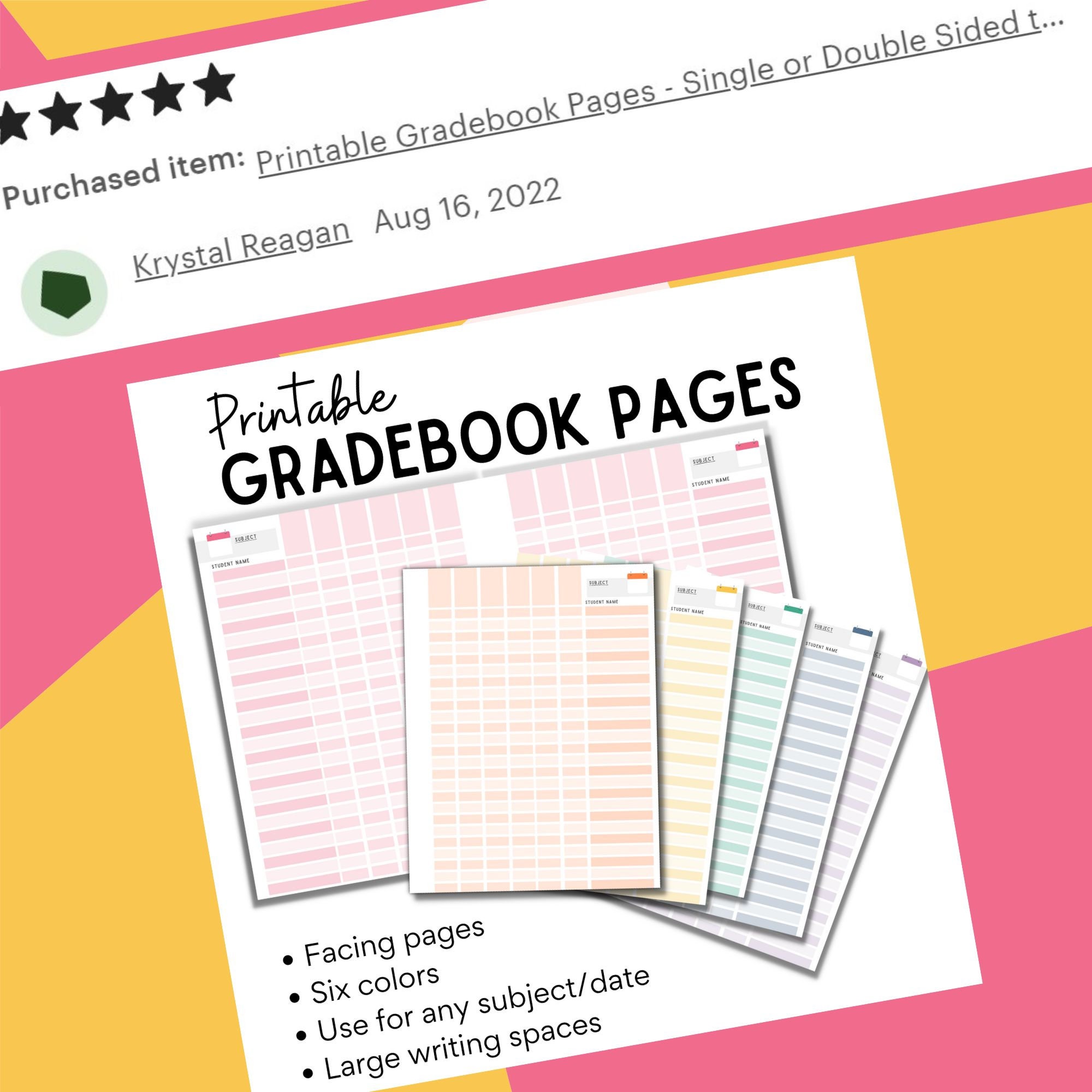 Gradebook Sheets for Teachers Student Roster Grade Book & Homeschool ...