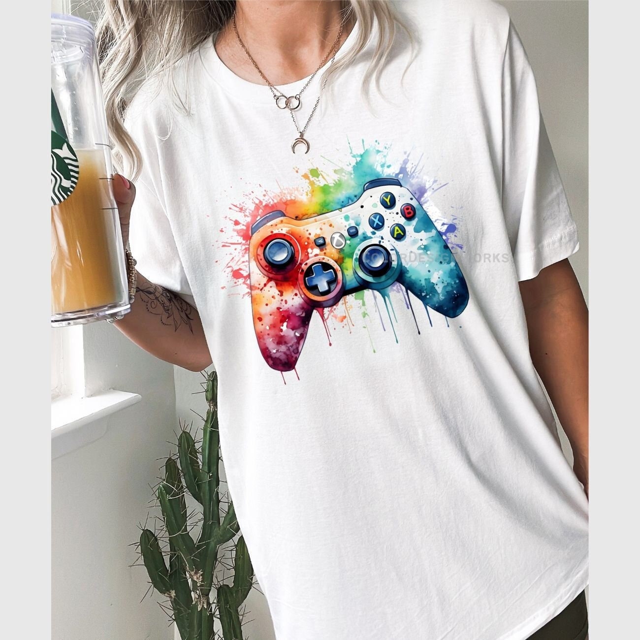 Colorful Game Controller Shirt, Gamer T-shirt, Unisex Plus Size Shirts ...
