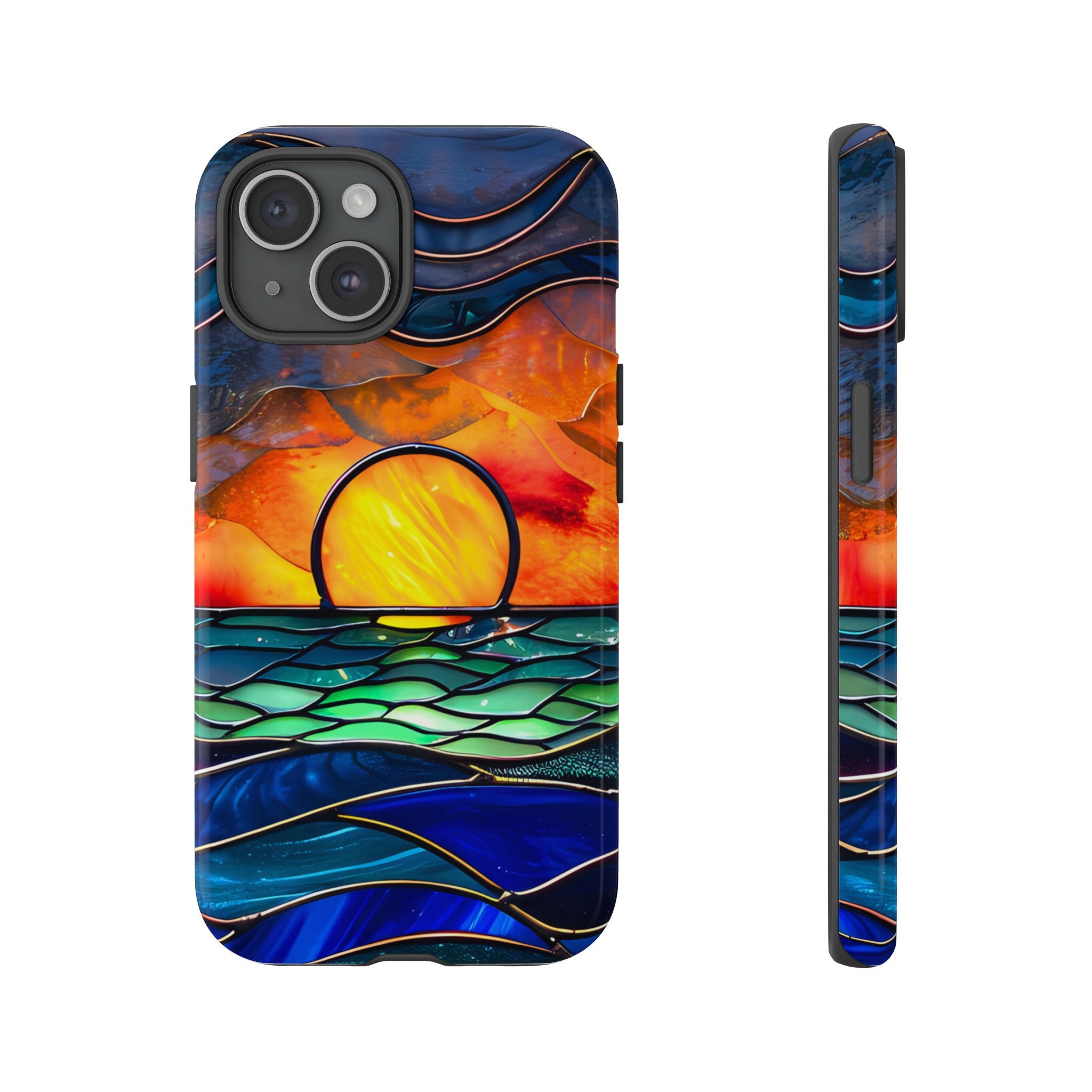 Stained Glass Sunset Phone Case, Tough Cases, iPhone 15 Pro Max Phone ...