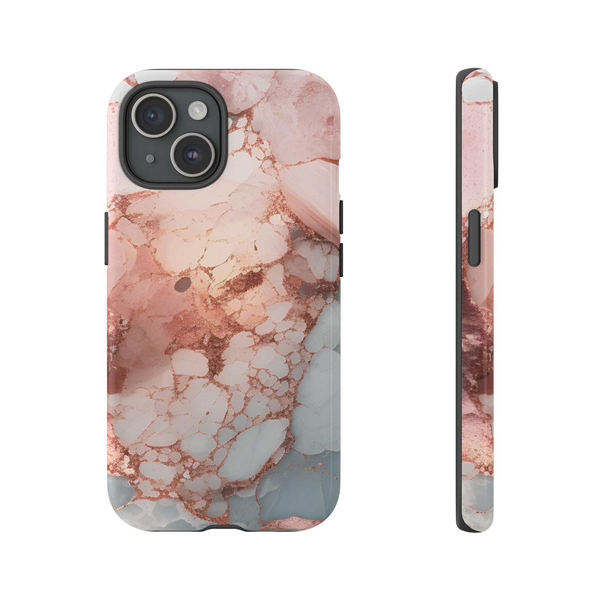 Rose Pink Marble Granite iPhone Case, Tough Phone Protective Covers ...