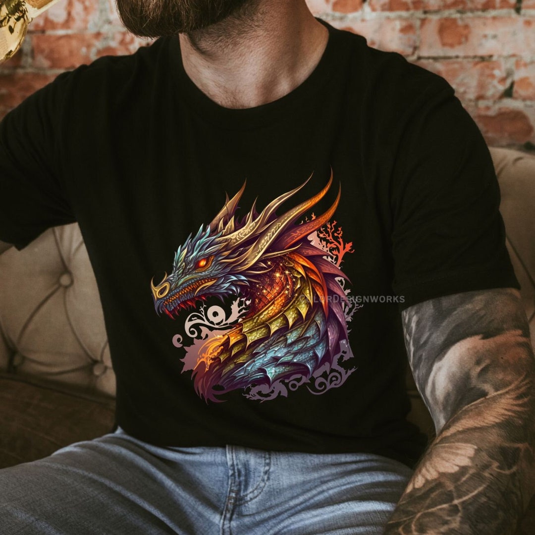 Dragon Shirt, Fantasy Dragon T-shirt, Colorful Psychedelic Dragon Shirt ...