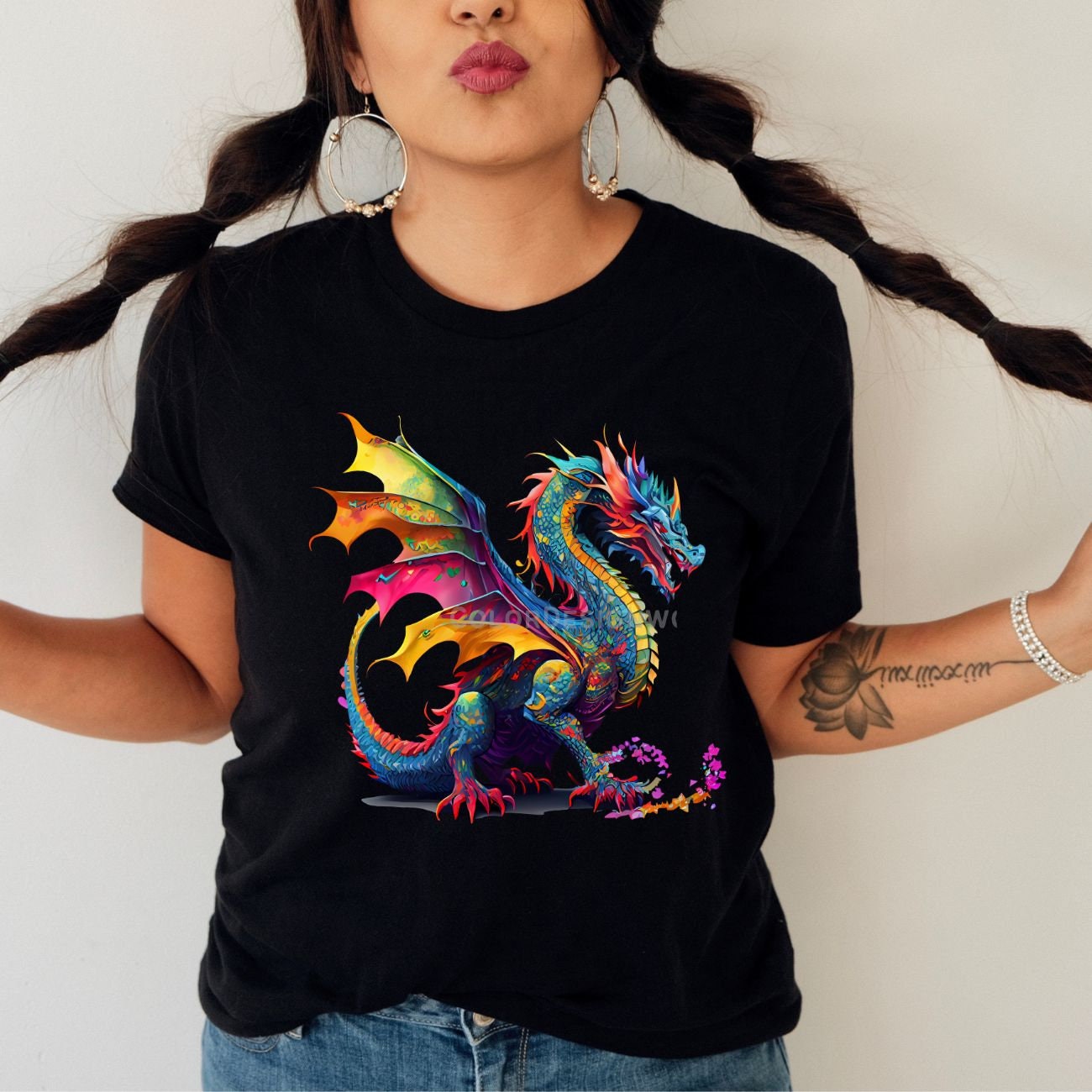 Dragon Shirt Colorful Psychedelic Dragon T-shirt Fantasy - Etsy