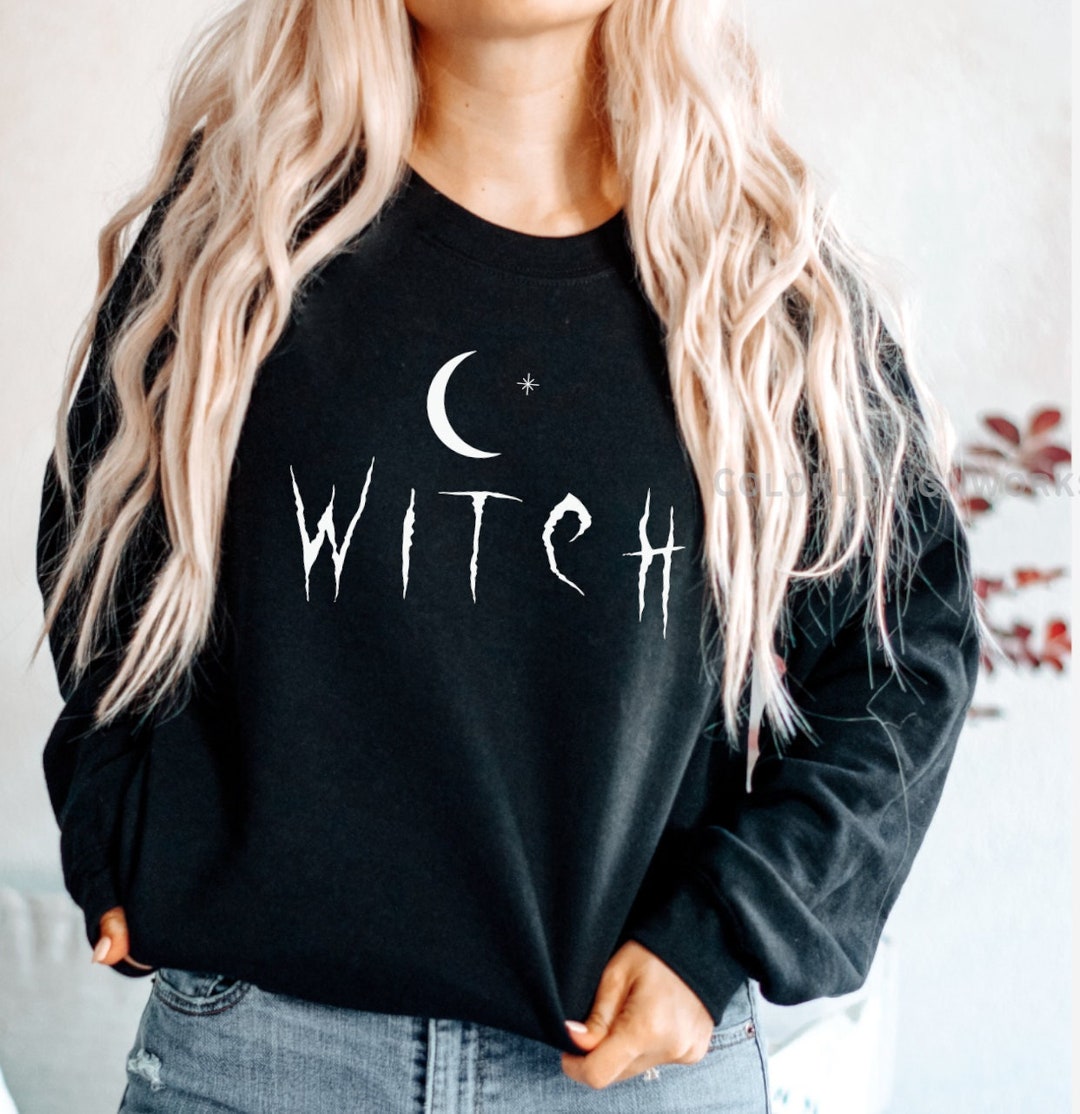 Witch Sweatshirt, Halloween Witch Moon Star Shirt, Salem Witch Spooky ...