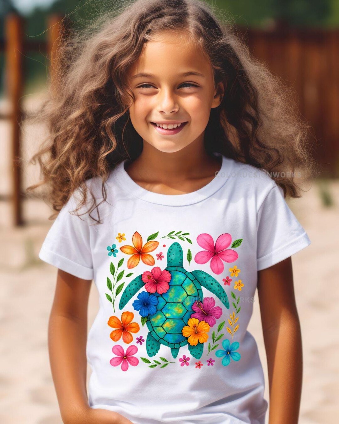 Colorful Sea Turtle, Save the Turtles Sea Turtle Kids Summer Tee ...