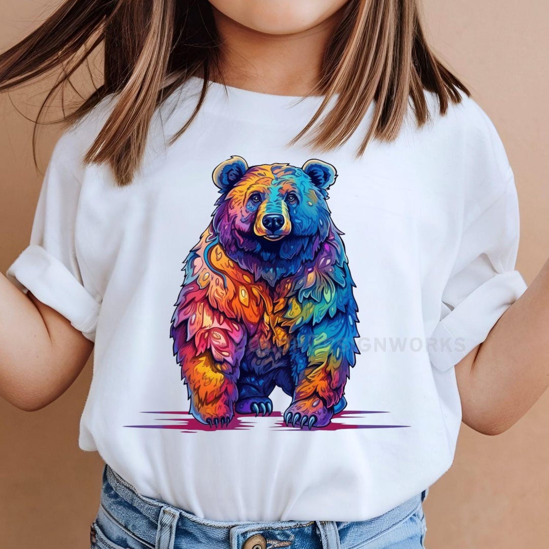 Colorful Bear Shirt, Wilderness Shirt, Kid's Bear Lover Gift, Graffiti ...