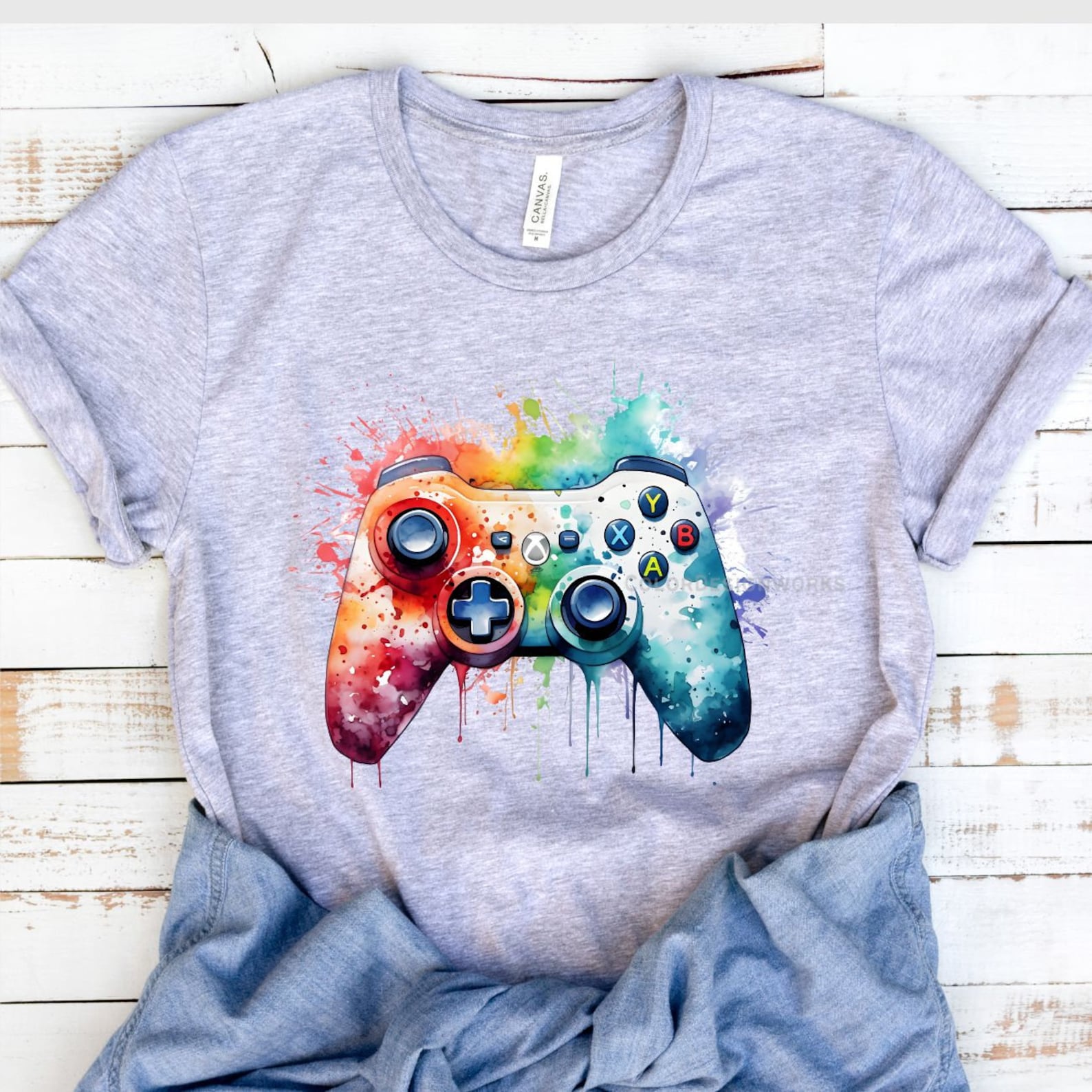 Colorful Game Controller Shirt, Gamer T-shirt, Unisex Plus Size Shirts ...