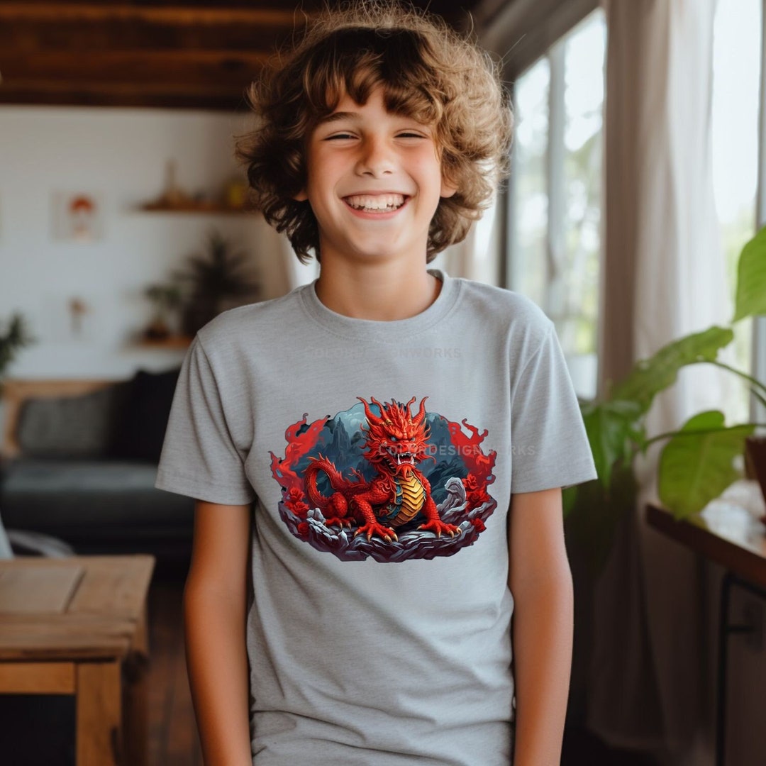 Red Dragon Kid's Shirt, Dragon Lover Shirt for Kids, Dragon Gift ...
