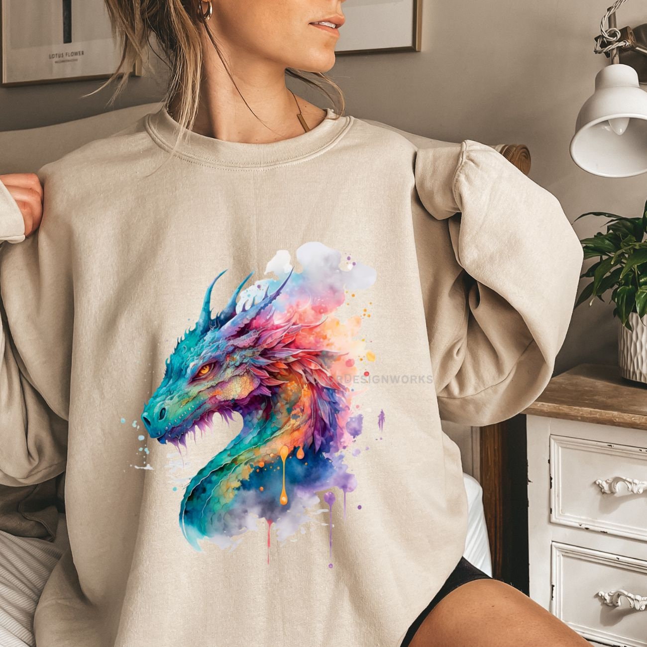 Dragon Sweatshirt, Watercolor Dragon Shirt, Dragon Lover Shirt, Dragon ...