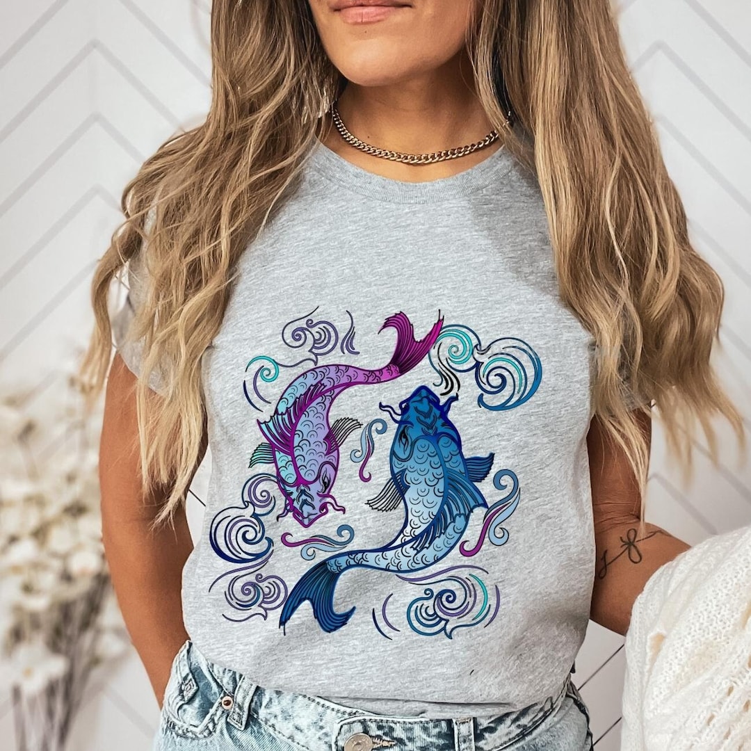 Koi Fish Shirt, Japanese Koi, Fish Swimming Tattoo Art Shirt, Koi Yin ...