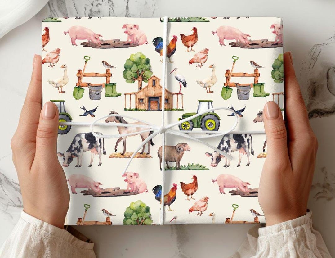 Farm Animal Wrapping Papers, Farm Animal Gift Wrap Roll, Farm Party ...