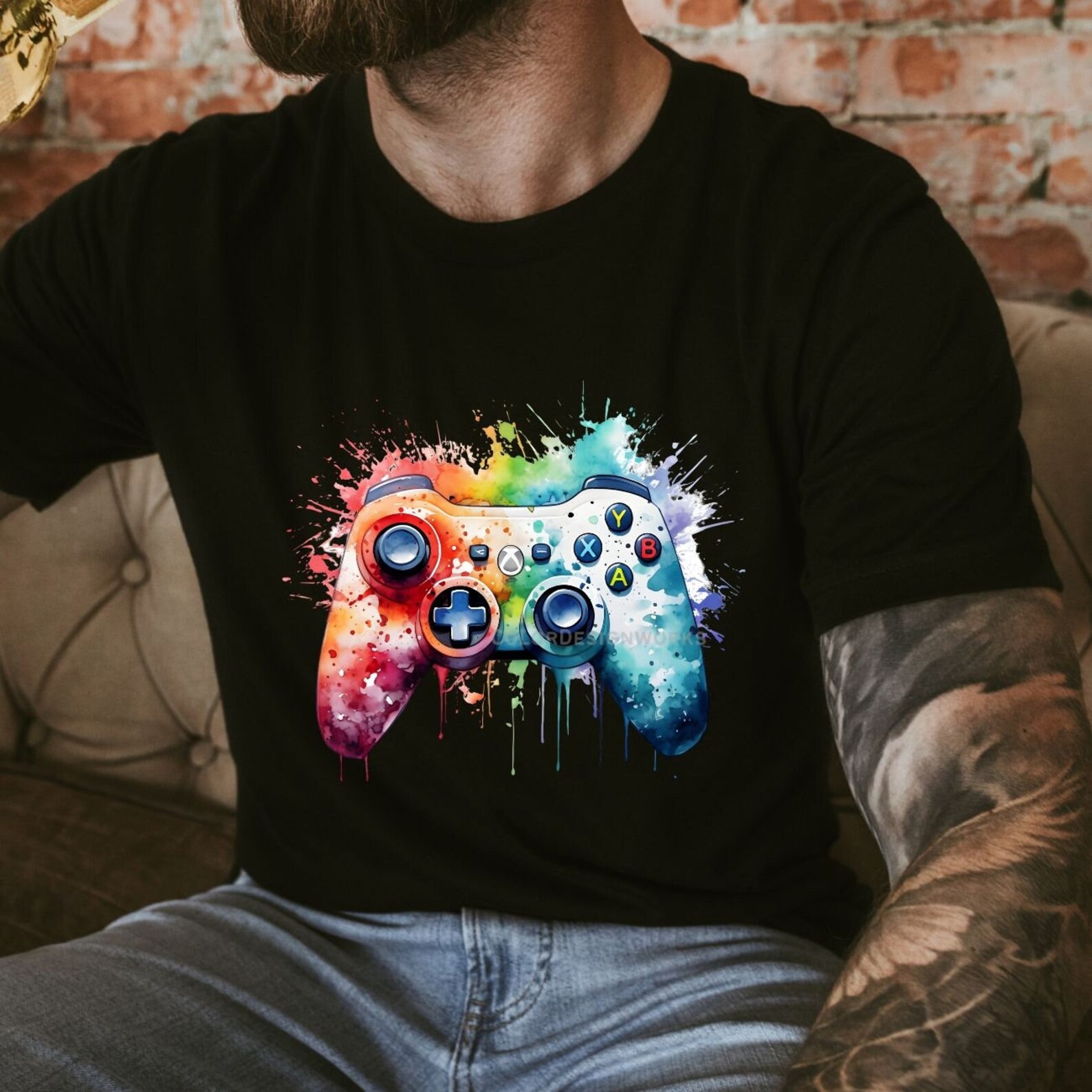 Colorful Game Controller Shirt, Gamer T-shirt, Unisex Plus Size Shirts ...