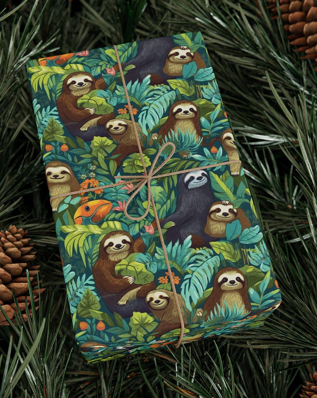 Wrapping Paper, Sloth Gift Wrap, Animal Print, Birthday Party Supplies ...