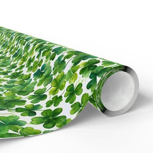 Shamrock Wrapping Paper Roll, St Patrick's Day Irish Gift Wrap, Green ...