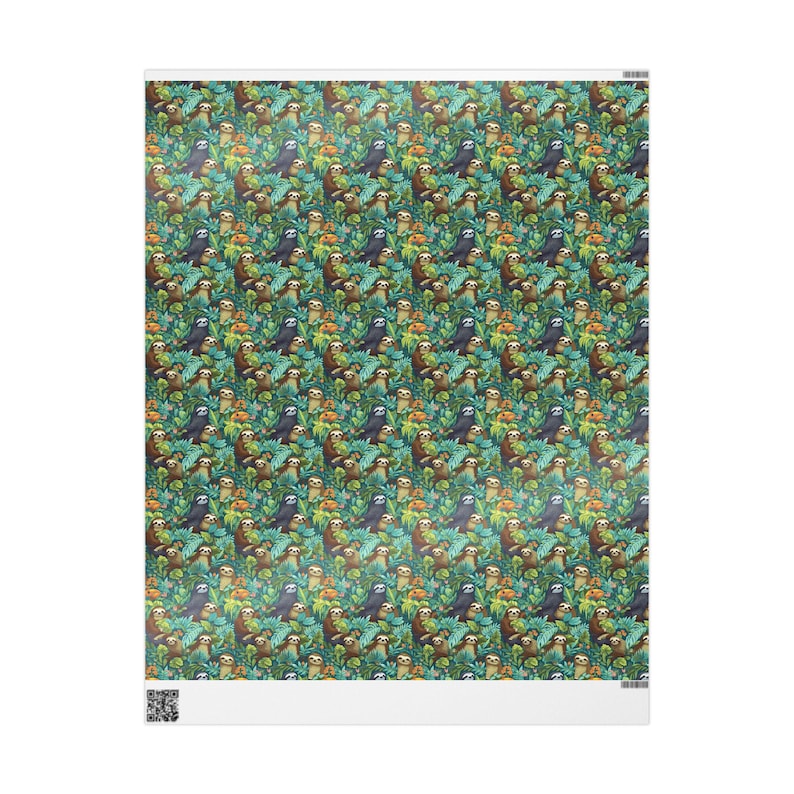 Wrapping Paper, Sloth Gift Wrap, Animal Print, Birthday Party Supplies ...