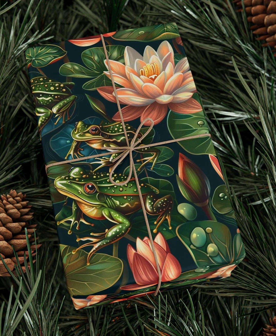 Frog Wrapping Paper, Frog Lover Enchanted Forest Gift Wrap Roll, Cute ...