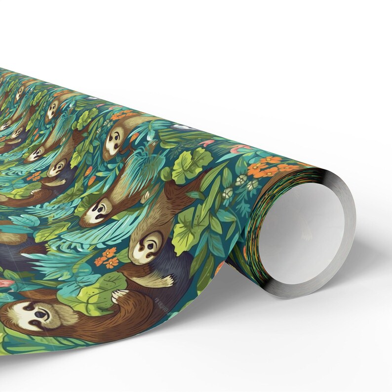 Wrapping Paper, Sloth Gift Wrap, Animal Print, Birthday Party Supplies ...
