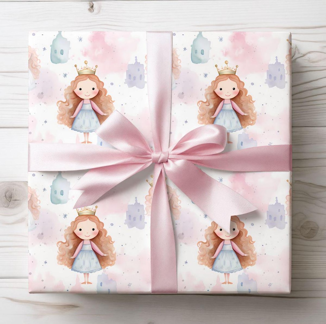 Princess Wrapping Papers, Pink Princess Gift Wrap, Fairytale Paper for ...