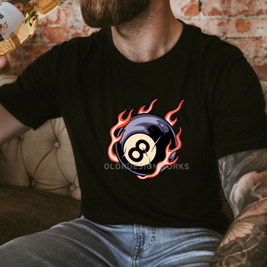 Flaming Eight Ball Shirt, 8 Ball Tshirt, Billiard Magic Eight Ball ...