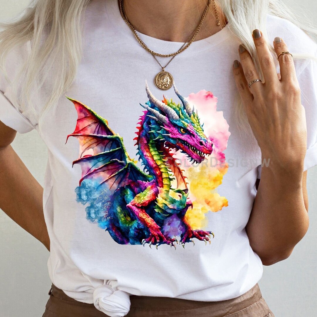Dragon Shirt, Watercolor Dragon T-shirt, Dragon Lover Gift, Dragon ...