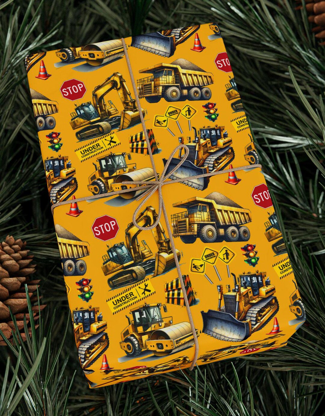 Construction Wrapping Papers, Dump Truck Birthday Gift Wrap ...