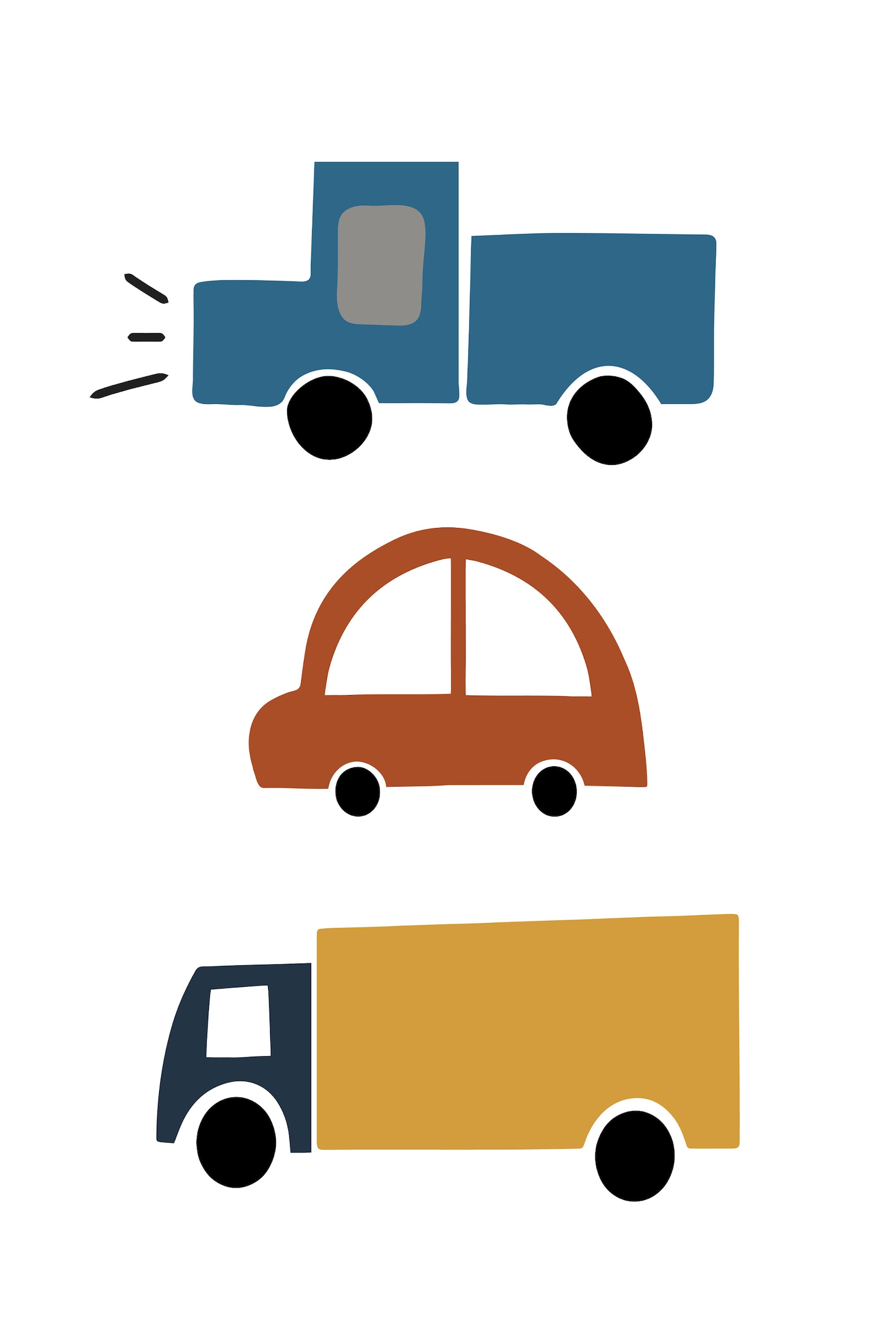 Printable Three Car Stack Instant Digital Download. Four Different ...