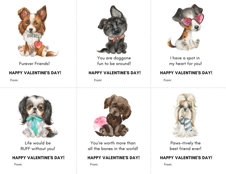 Prints! 30 Adorable and Lovable Dog Valentine's Day Cards for Kids ...