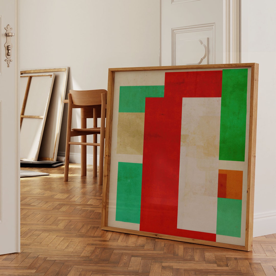 Abstract Wall Art, Italy Flag Inspired Art Print, Vintage Geometric ...