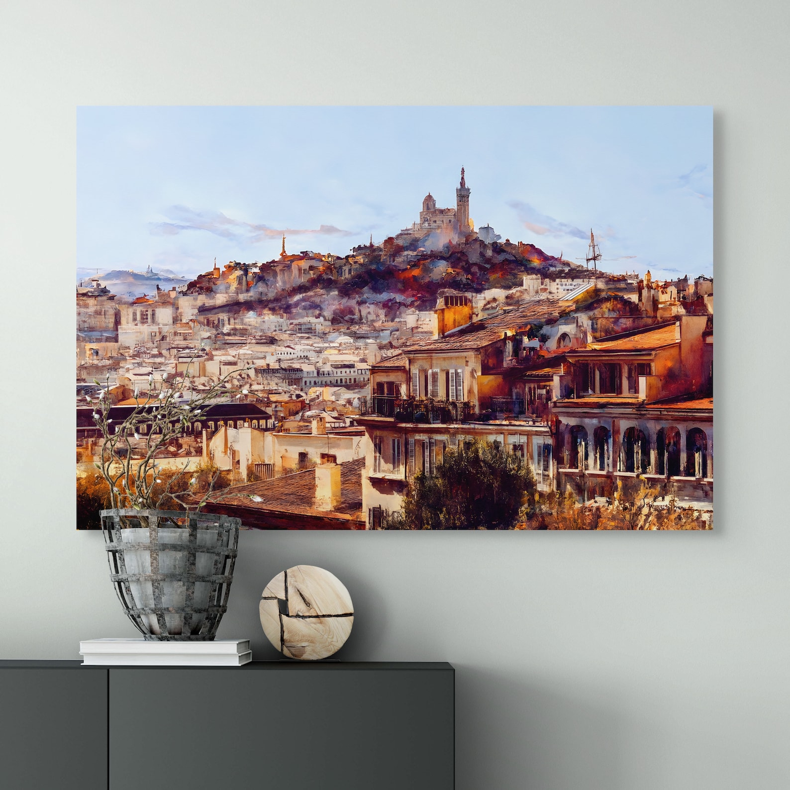 Marseille Painting, France Travel Print, Marseille Skyline Poster ...