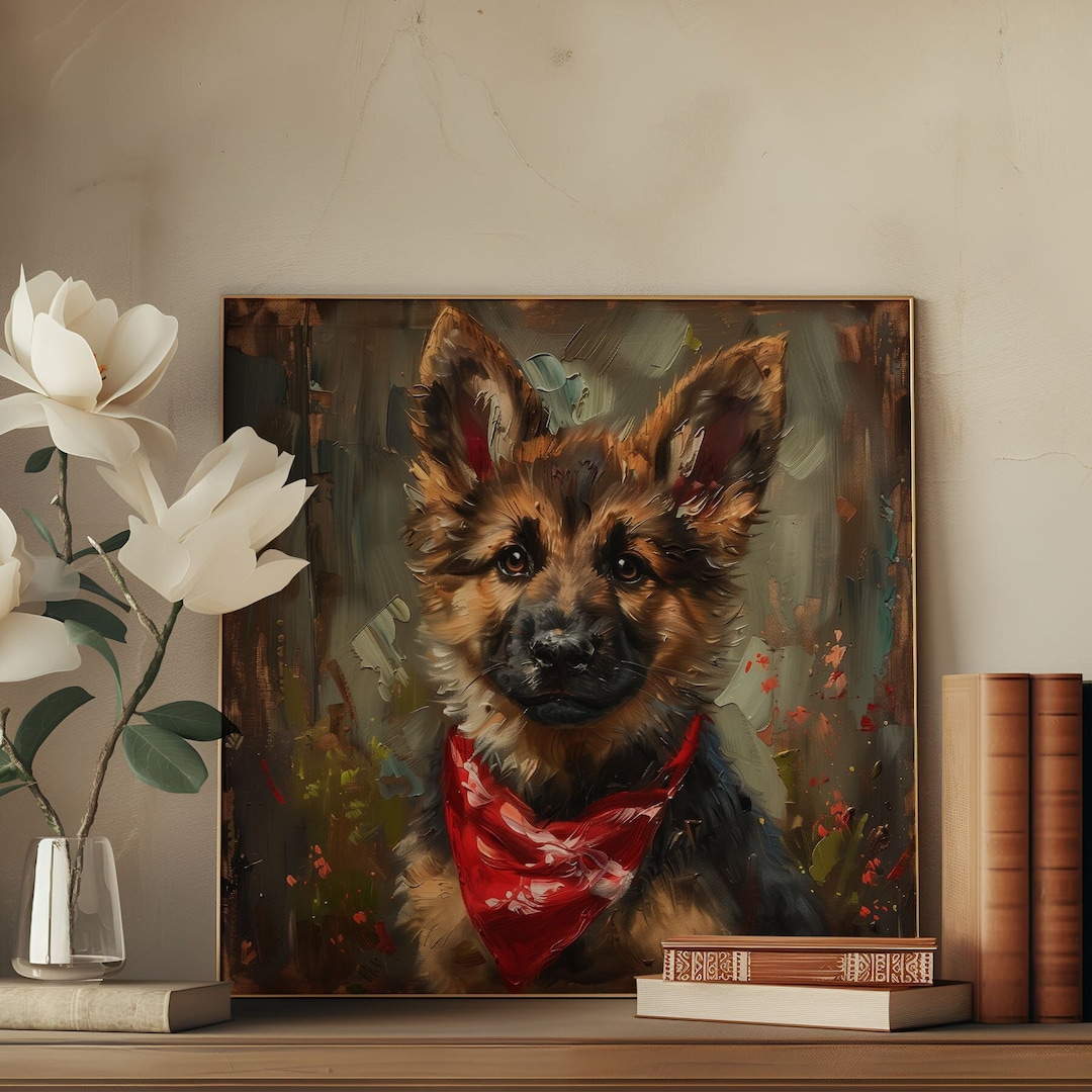 German Shepherd Art Print, Whimsical Animal Print, German Shepherd ...