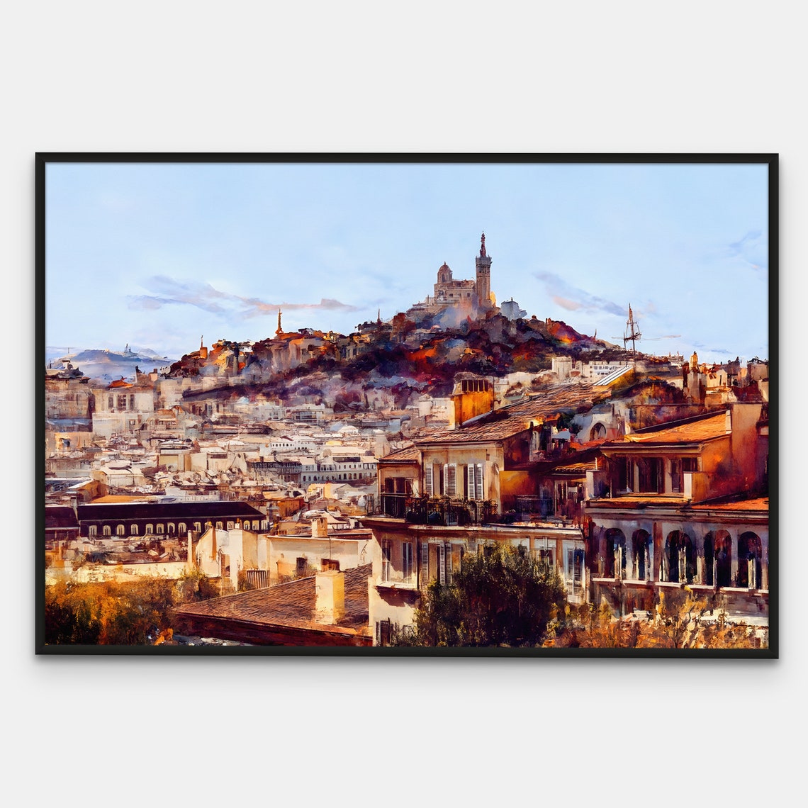 Marseille Painting France Travel Print Marseille Skyline - Etsy