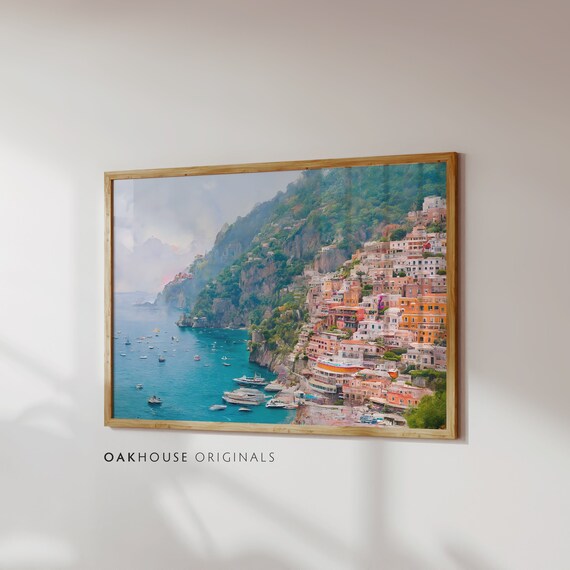 Positano Print Italy Travel Painting Amalfi Coast Wall Art - Etsy