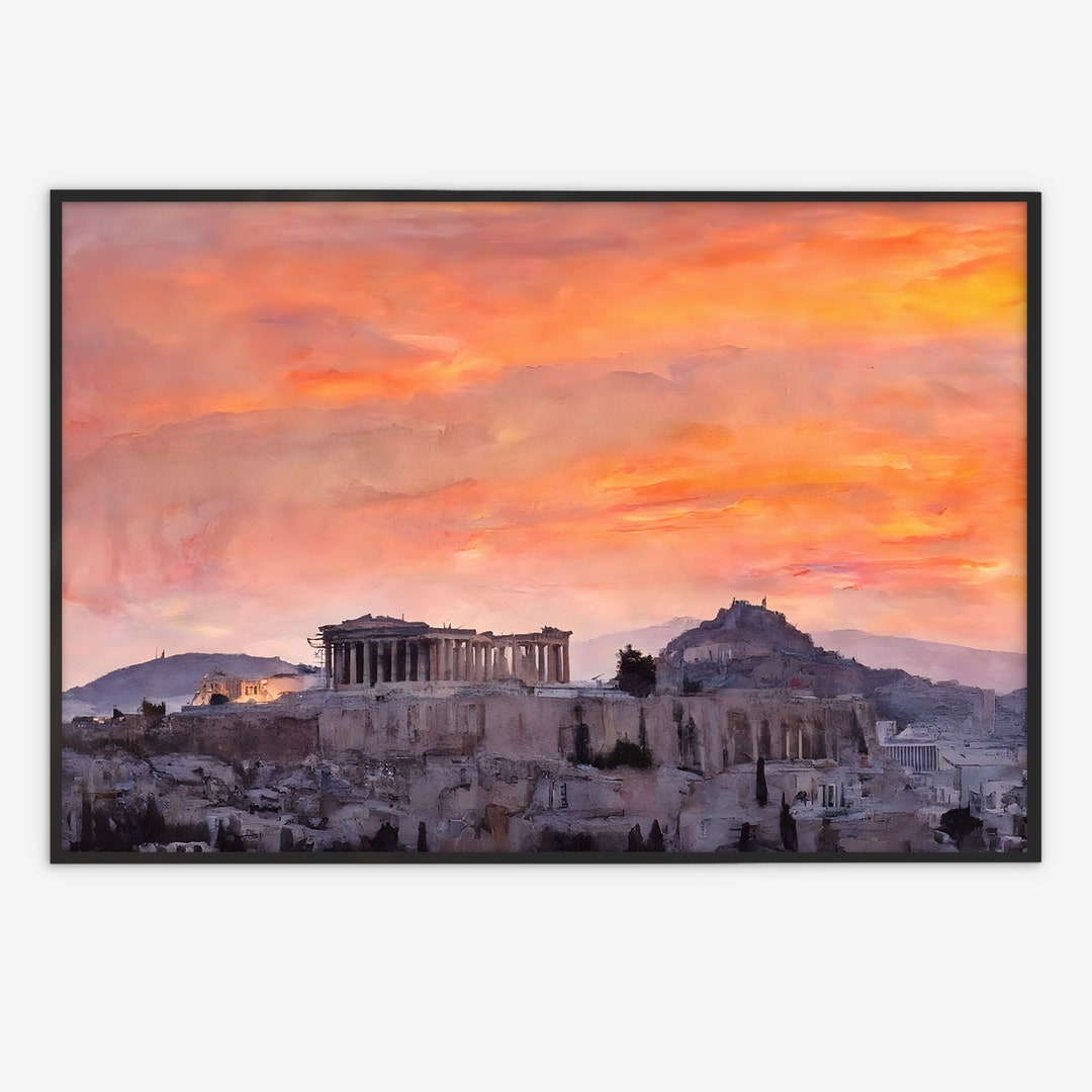 Acropolis of Athens Painting Greece Travel Print Colorful - Etsy