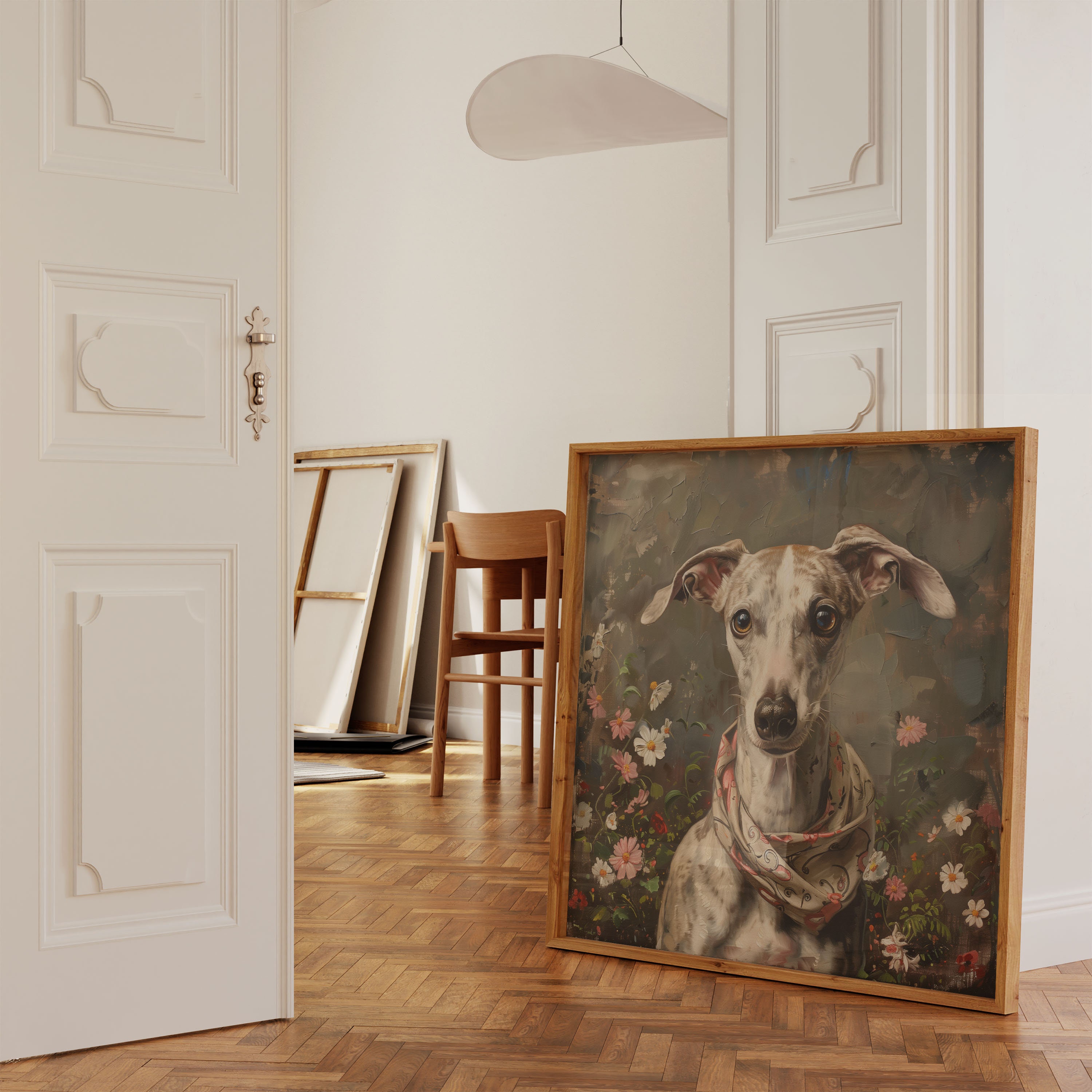 Whippet Art Print, Whimsical Animal Print, Whippet Puppy Nursery Wall ...
