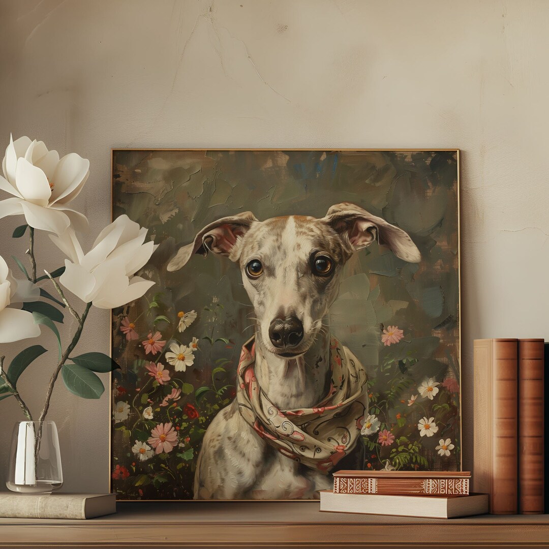 Whippet Art Print, Whimsical Animal Print, Whippet Puppy Nursery Wall ...