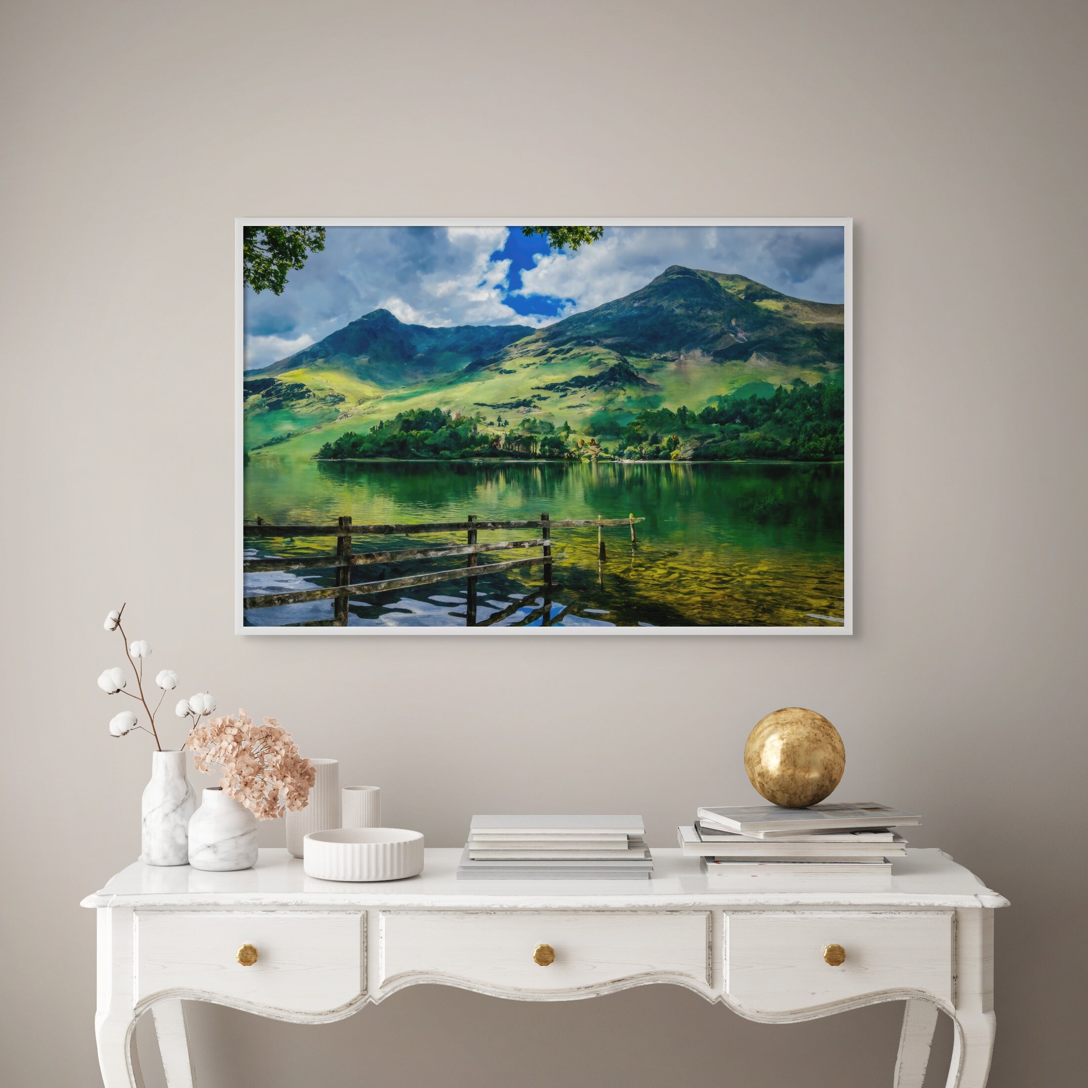 Lake District Painting England National Park Travel Print Lake ...