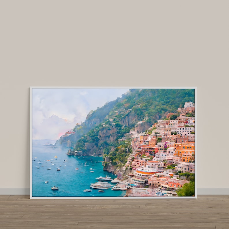 Positano Print Italy Travel Painting Amalfi Coast Wall Art - Etsy