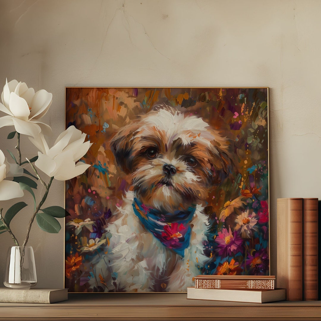 Shih Tzu Art Print, Whimsical Animal Print, Shih Tzu Puppy Nursery Wall ...