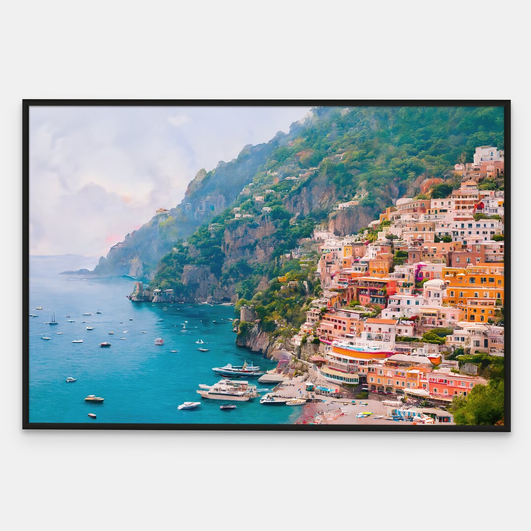 Positano Print Italy Travel Painting Amalfi Coast Wall Art - Etsy