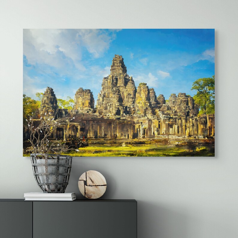 Angkor Wat Painting, Cambodia Travel Print, Buddhist Temple Wall Art ...