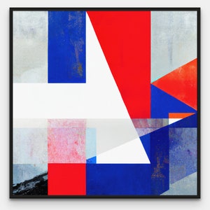 Abstract Wall Art, France Flag Inspired Art Print, Vintage Geometric ...