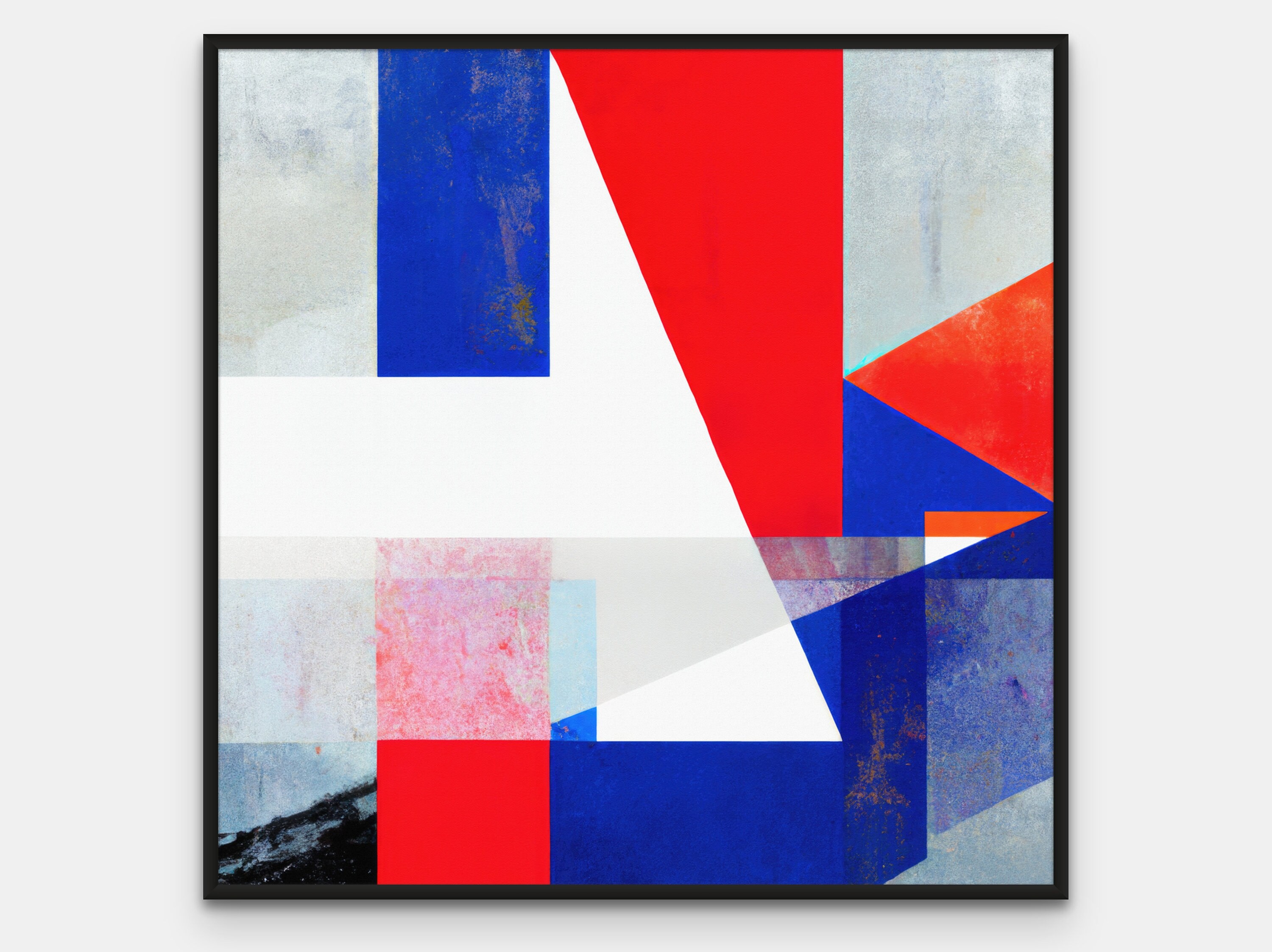 Abstract Wall Art, France Flag Inspired Art Print, Vintage Geometric ...