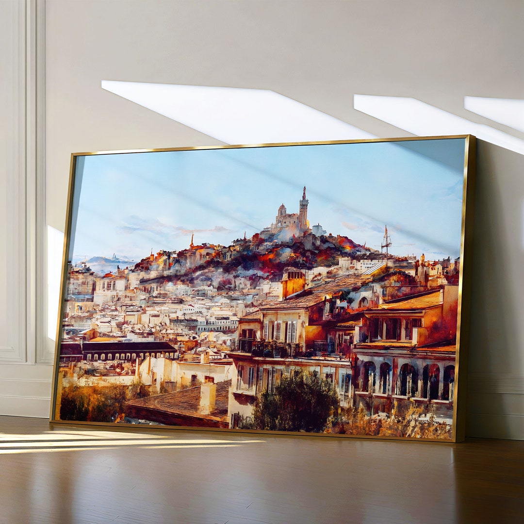 Marseille Painting, France Travel Print, Marseille Skyline Poster ...