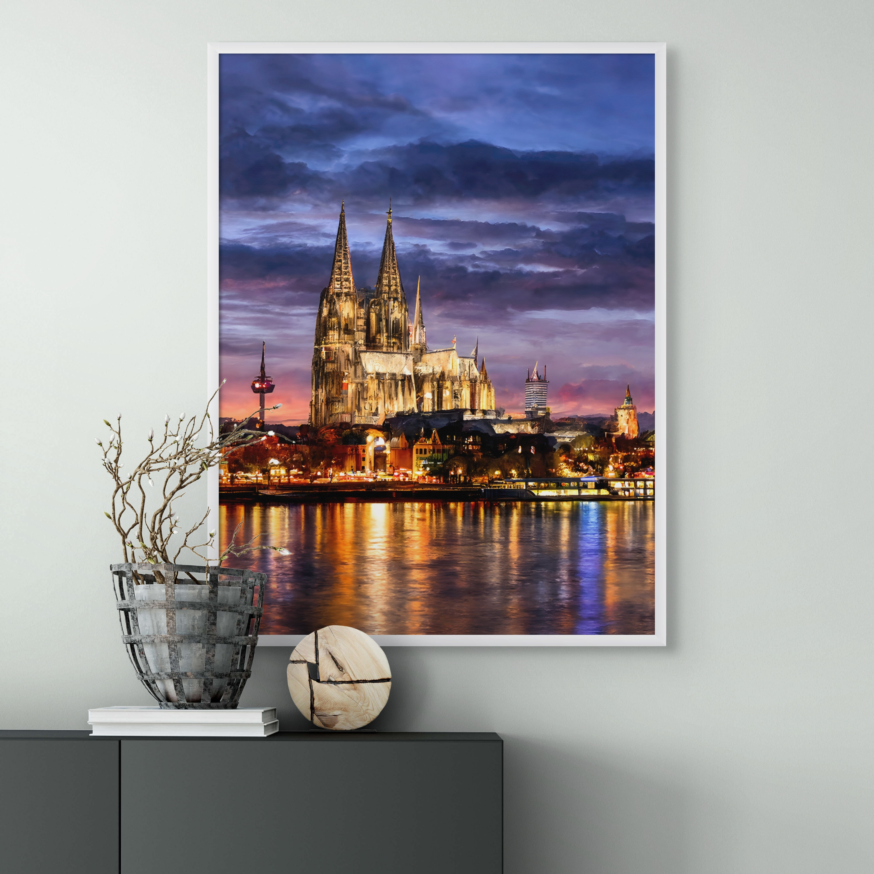 Cologne Cathedral Portrait Painting, Germany Cityscape Travel Print ...